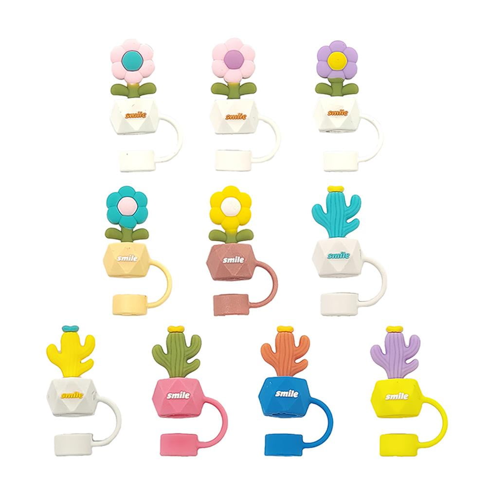 seebee Flower Straw Covers for Tumblers,10Pack Silicone Straw Toppers ...