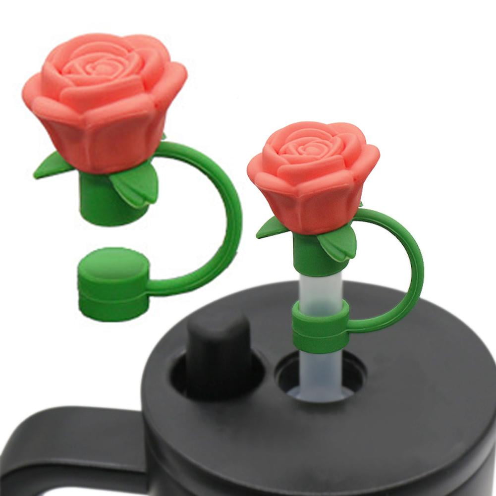 seebee Rose Straw Covers for Tumblers Cup,Silicone Flower Straw Toppers ...