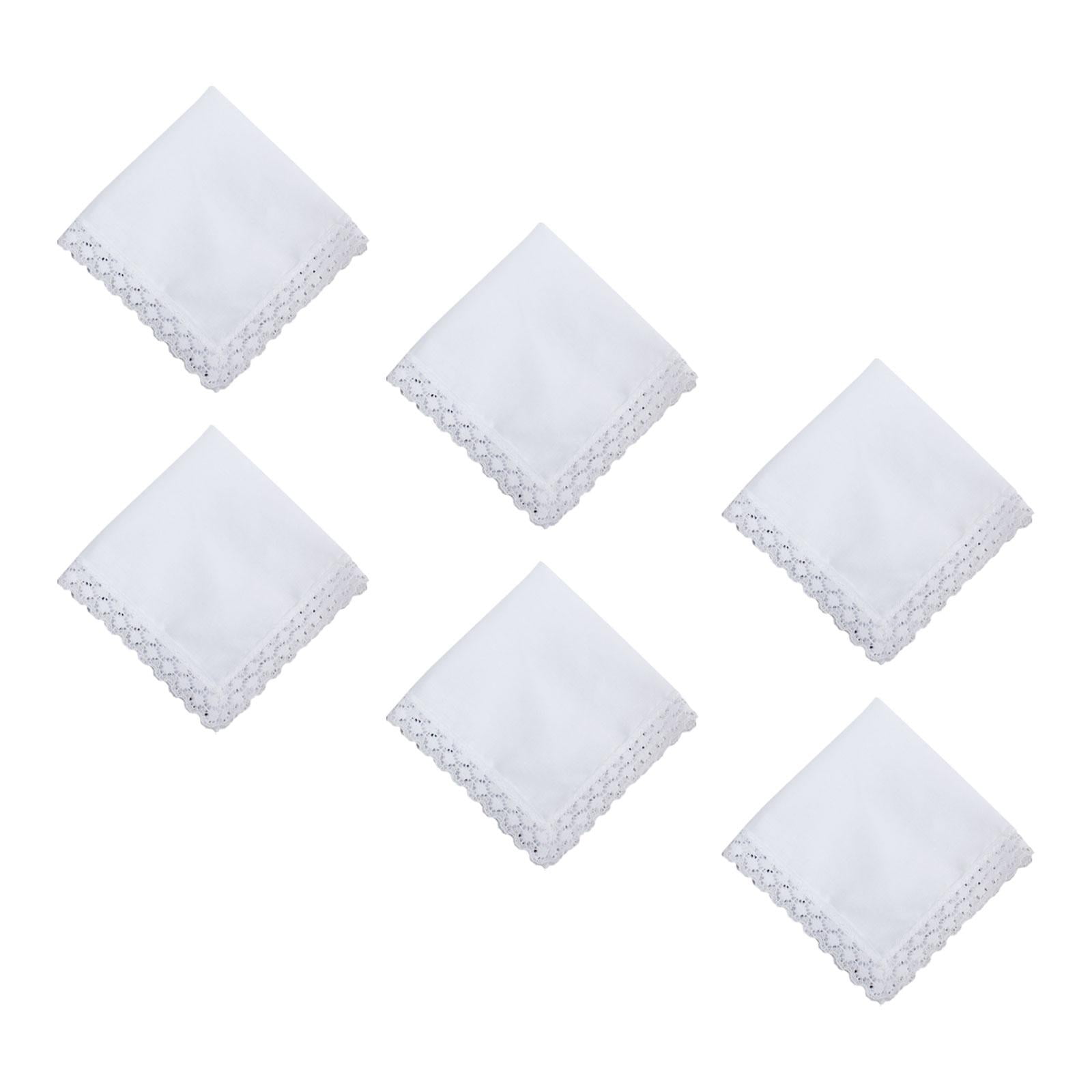 Segolike 6 Pieces Pure White Lace Handkerchiefs Wedding Hankies Soft ...
