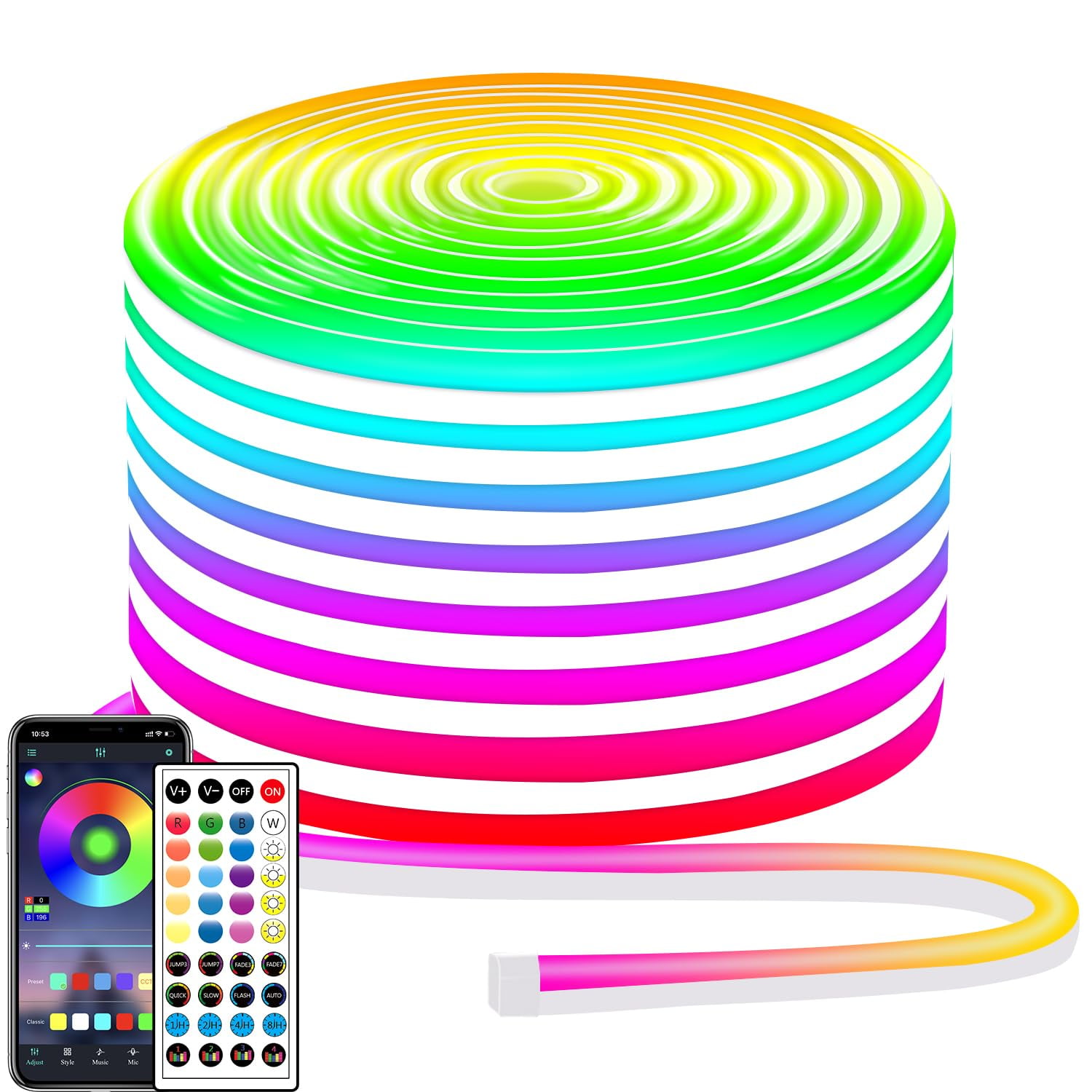 segrass 32.8ft LED neon Lights with Remote APP Control IP65 Waterproof ...