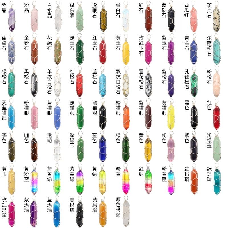 -selling silk-wound Crystal hexagonal column pendant natural stone ...