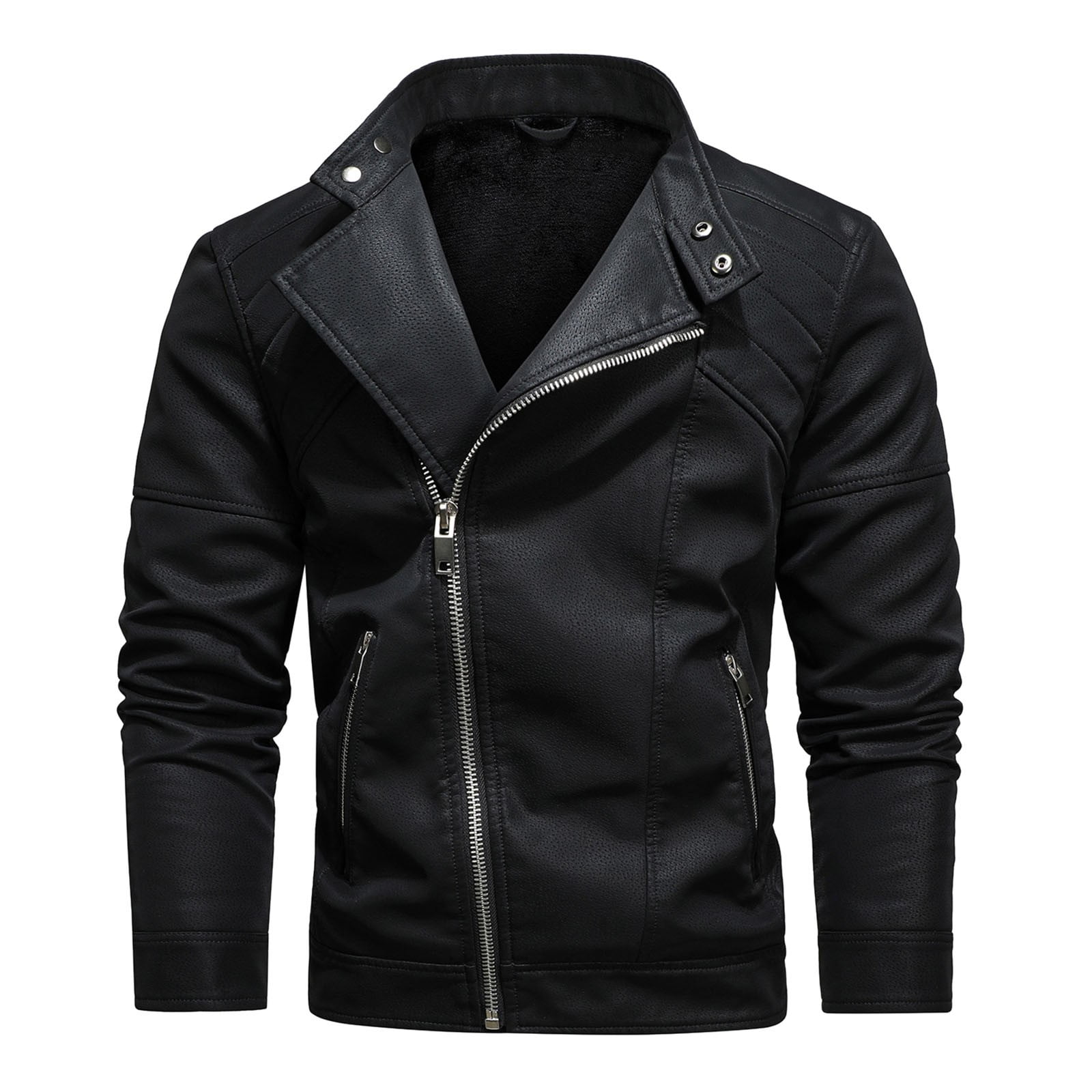 semimay mens winter pu leather jacket with velvet large lapel incline ...