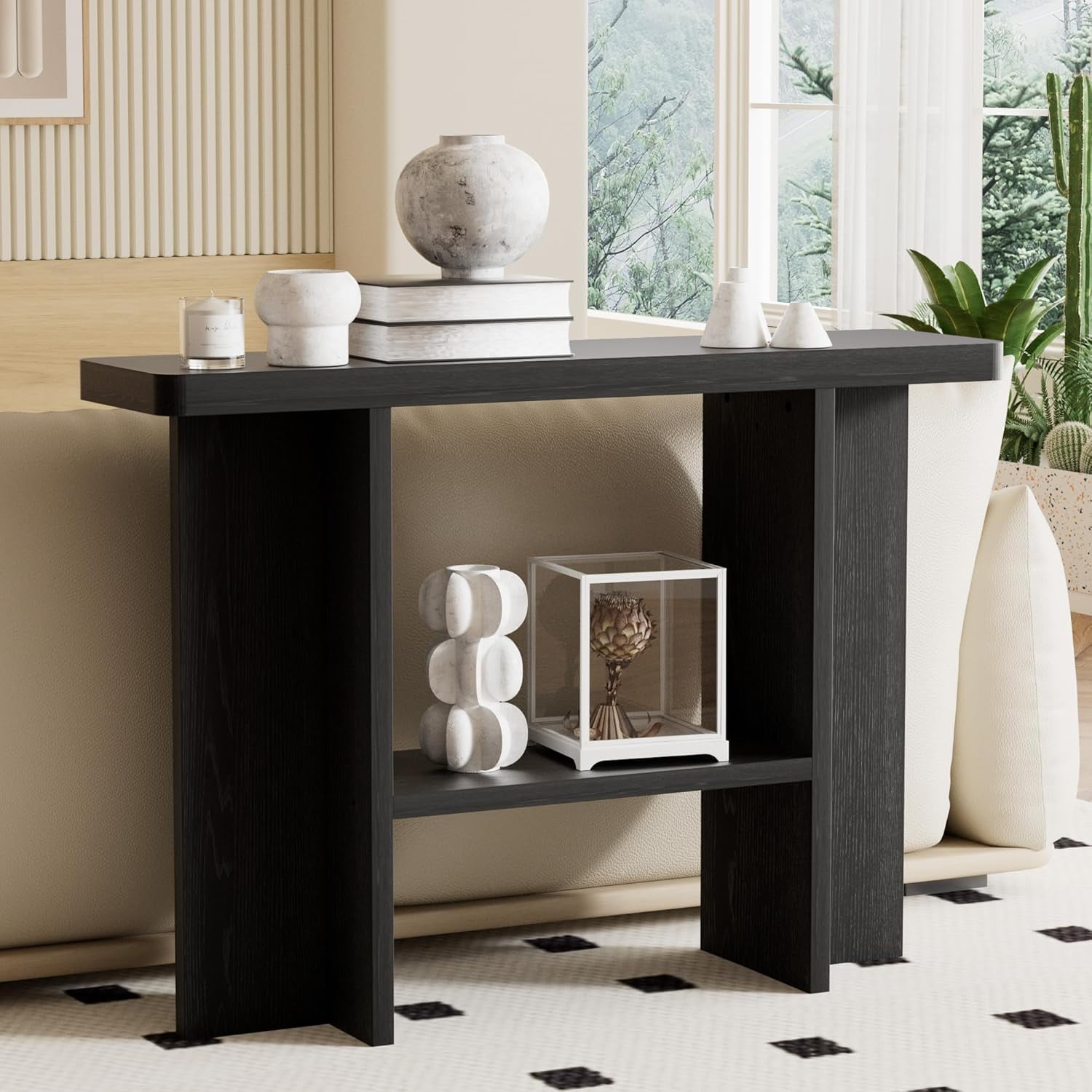 senlin Black Sofa Table, 47 Inch Console Table, Narrow Entryway Table ...