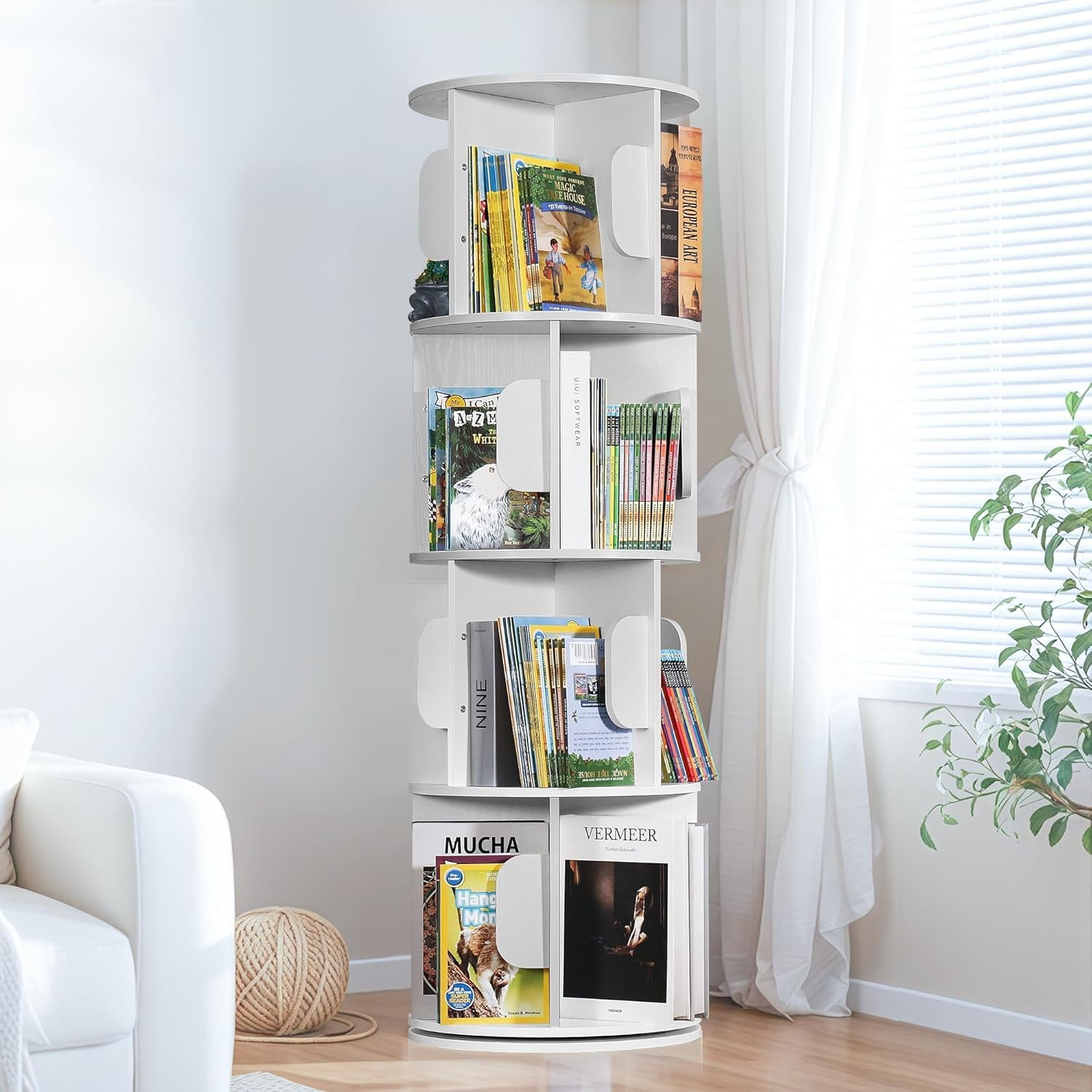 senlin Rotating Bookshelf Tower - Compact Swivel Bookcase for Kids ...