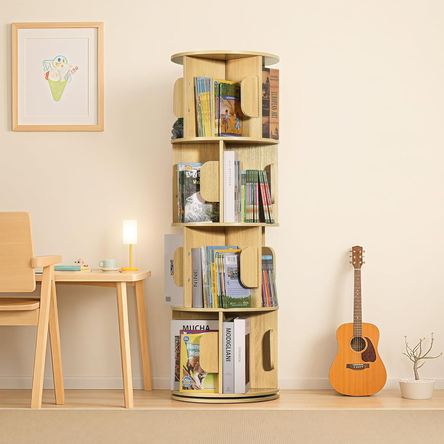 senlin Spinning Bookshelf Tower - Rotating Bookshelf for Kids, Narrow ...
