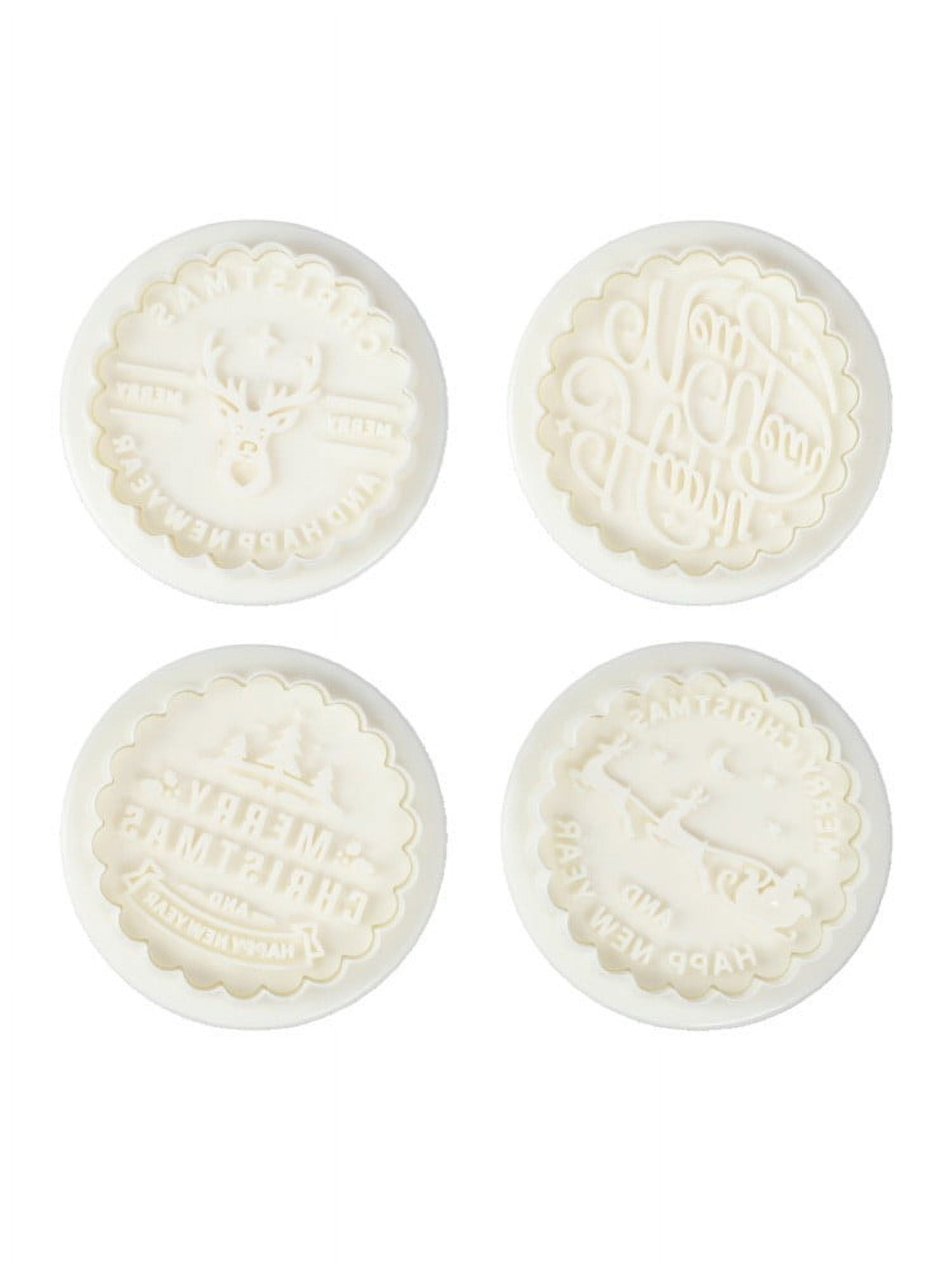 sentaili 4Pcs Round Spring Press Home Christmas Cookie Cutter Set- Food ...