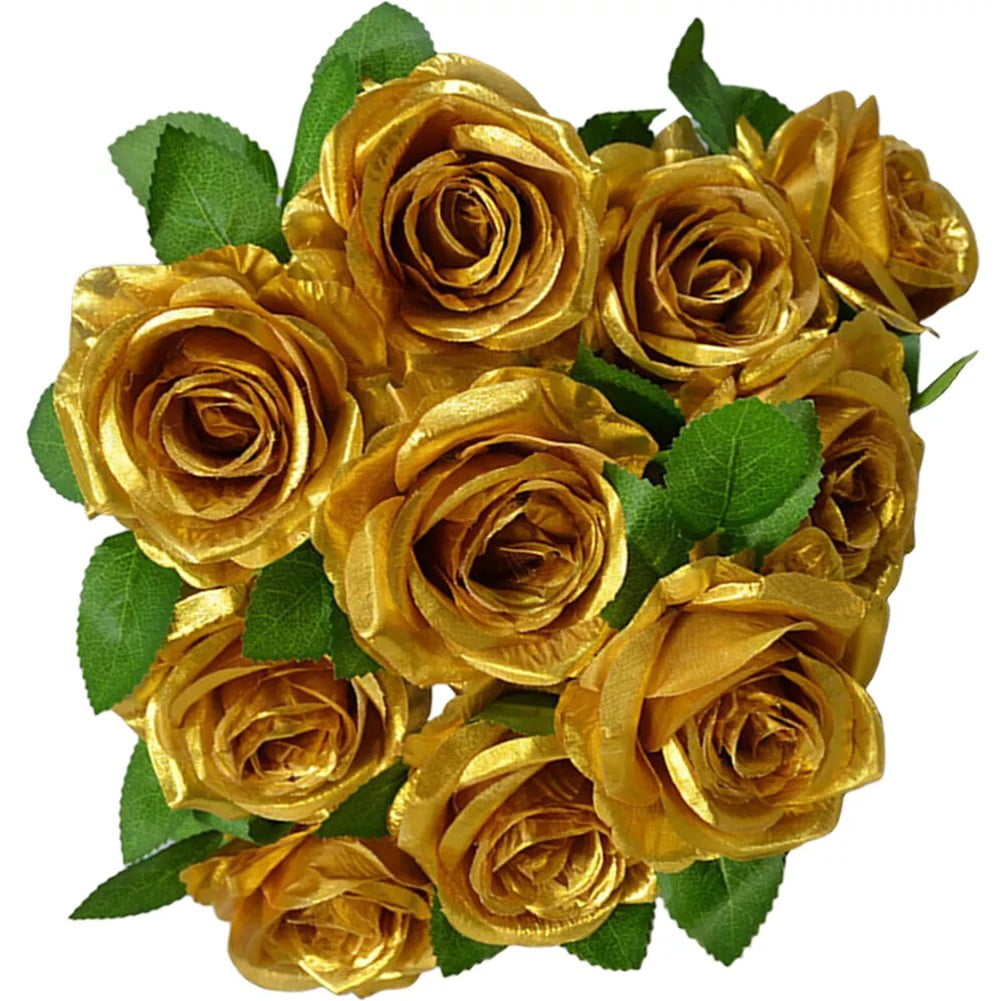 sentaili Artificial Silk Roses In Rose Gold Color For Long-Lasting And ...