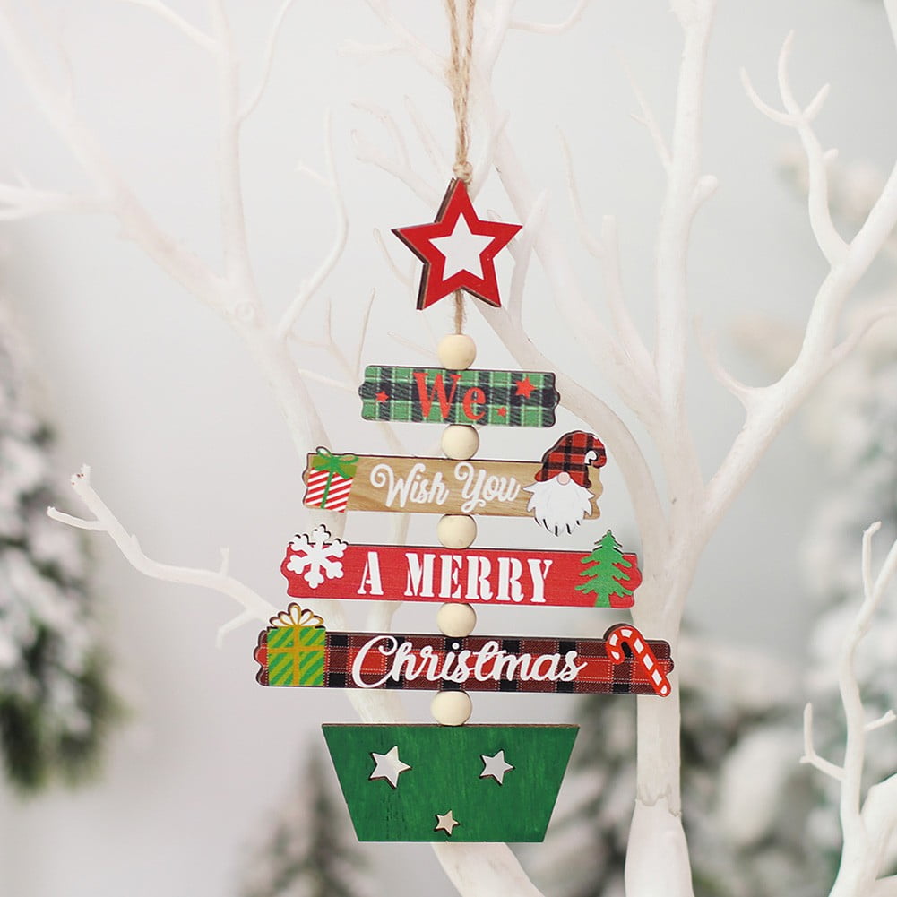 sentaili Charming Christmas Wooden Hanging Door Decorations Xmas Tree ...