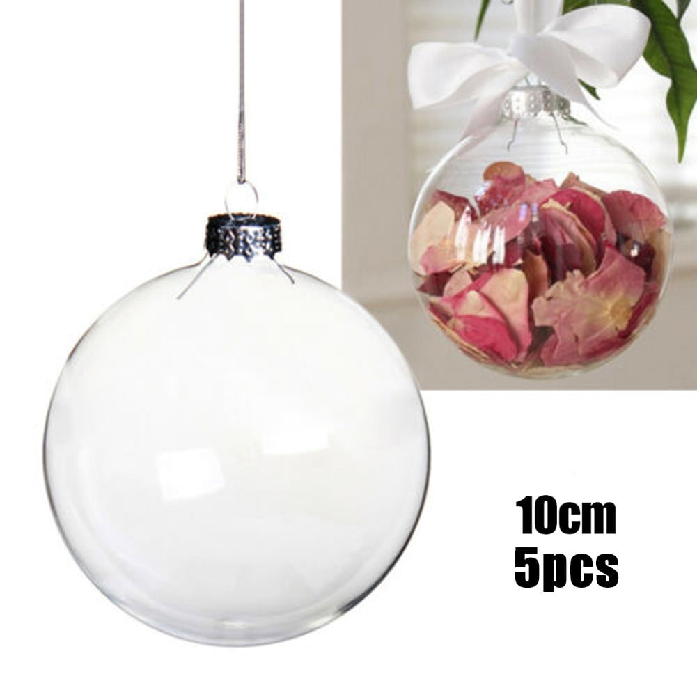 sentaili Clear Round Plastic Baubles For Christmas Tree Pack Of 5/10 ...
