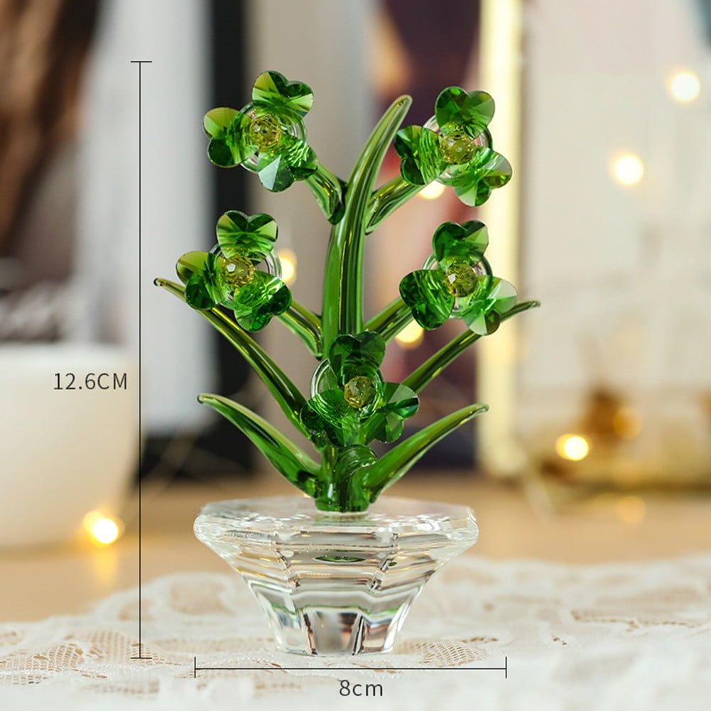 sentaili Crystal Glass Handicraft Orchid Ornaments Living Room Desktop ...