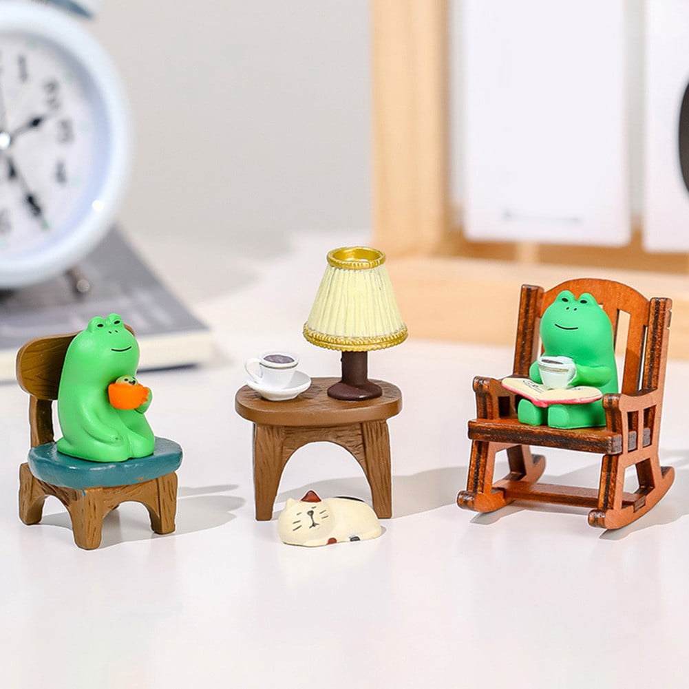 sentaili Cute Decompression Small Ornaments Frog Rocking Chair Office ...