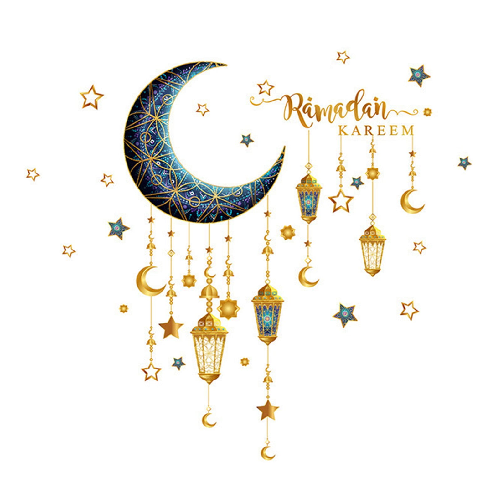 sentaili Eid Mubarak Wall Stickers Stars Moon 2025 Ramadan Decoration ...