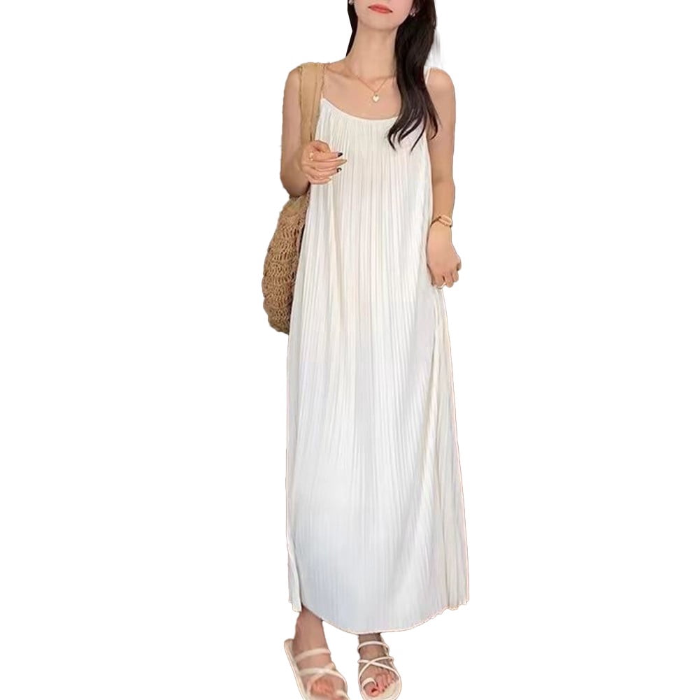 sentaili Fashionable And Lazy Pleated Suspender Dress For Women Inner ...