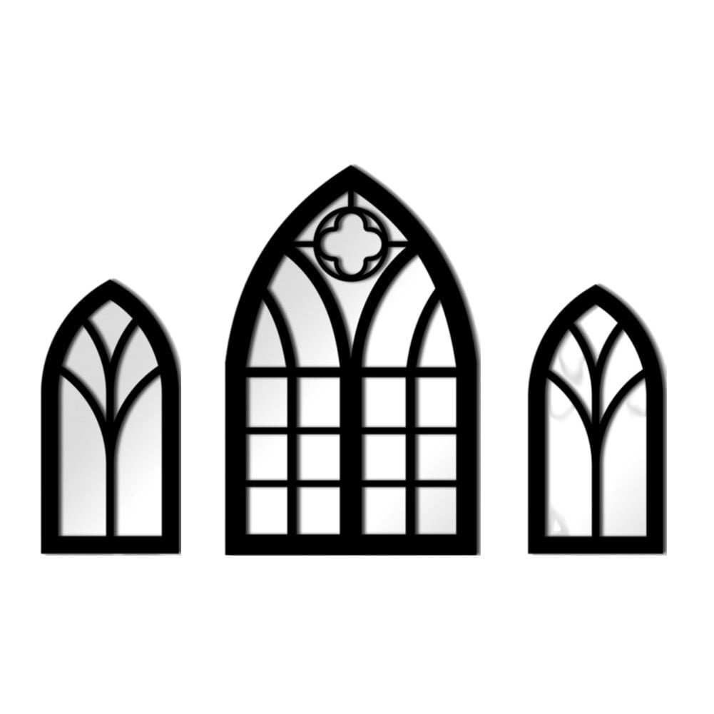 sentaili Gothic Style Fake Window Mirror, Wooden Fake Window Mirror ...