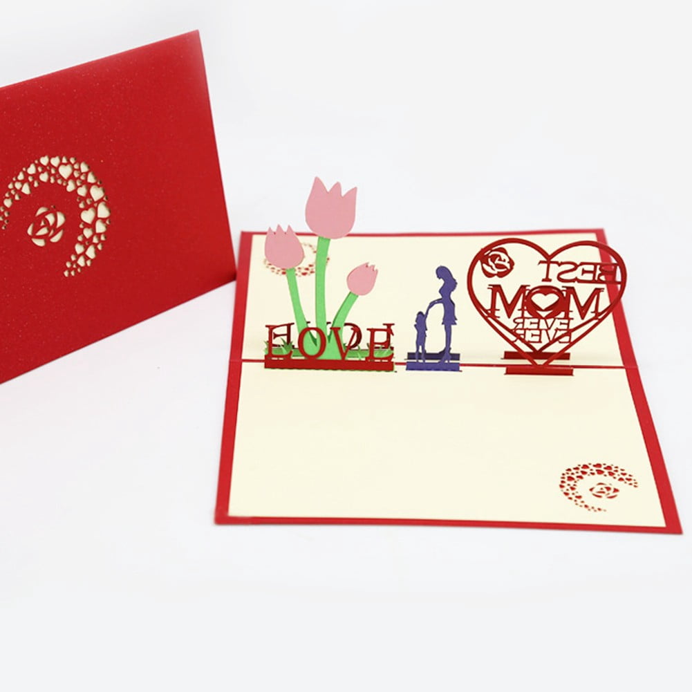 sentaili Mothers Day 3D Greeting Cards Love Best Mom Heart Card For Mom ...
