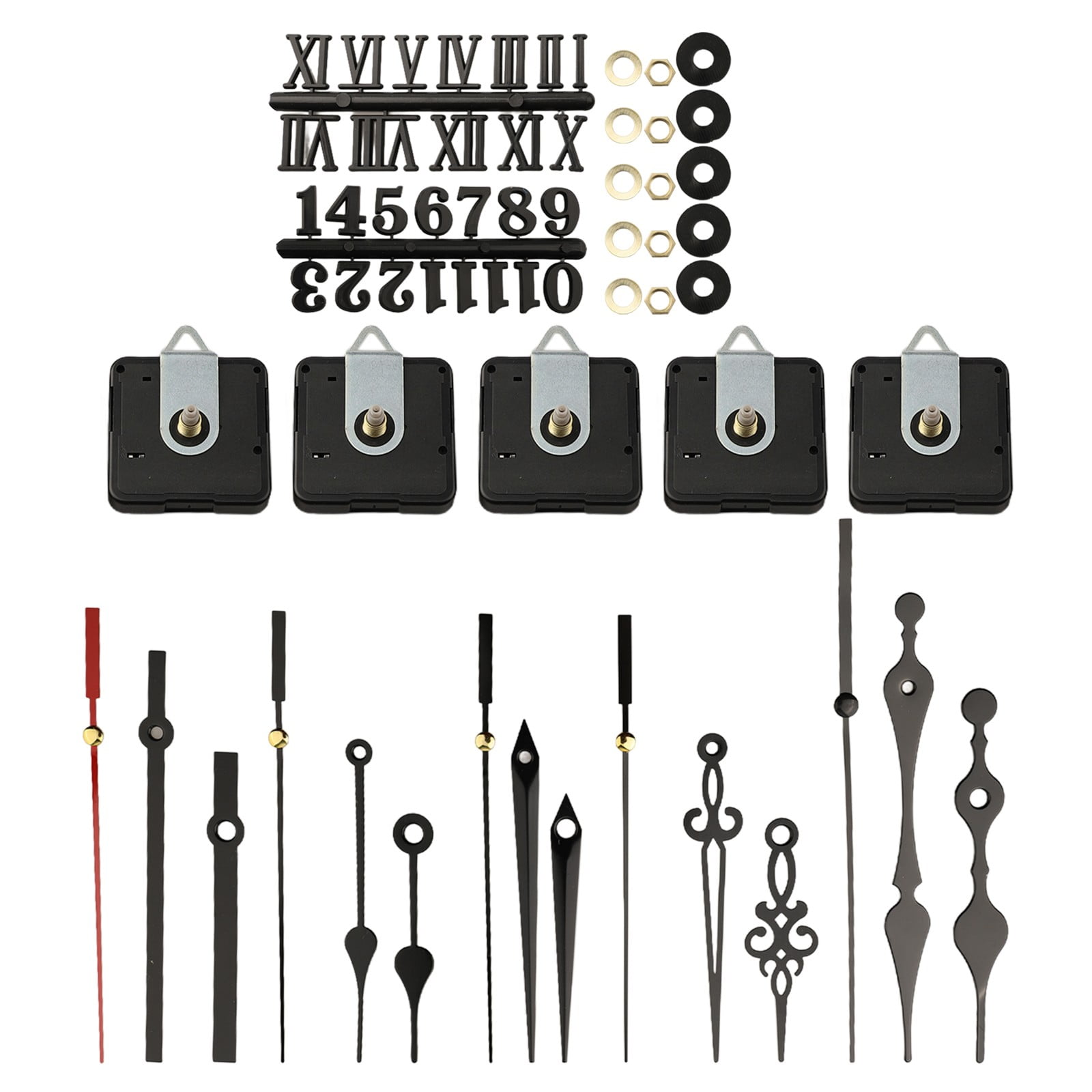 sentaili Set Of 5 Quartz Movements For Diy Clocks Including Pointers ...
