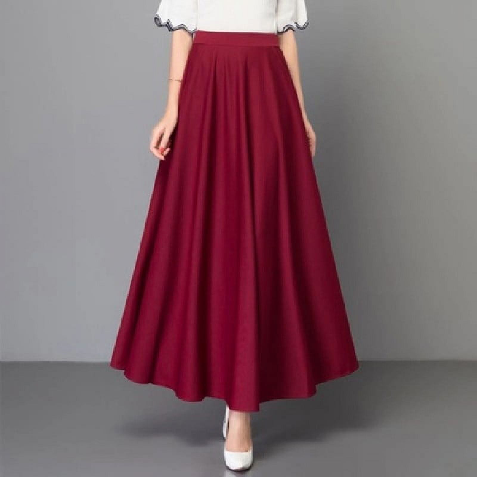 sentaili Skirt Plus Size A-Line Pleated Long Swing Flared Loose Pocket ...