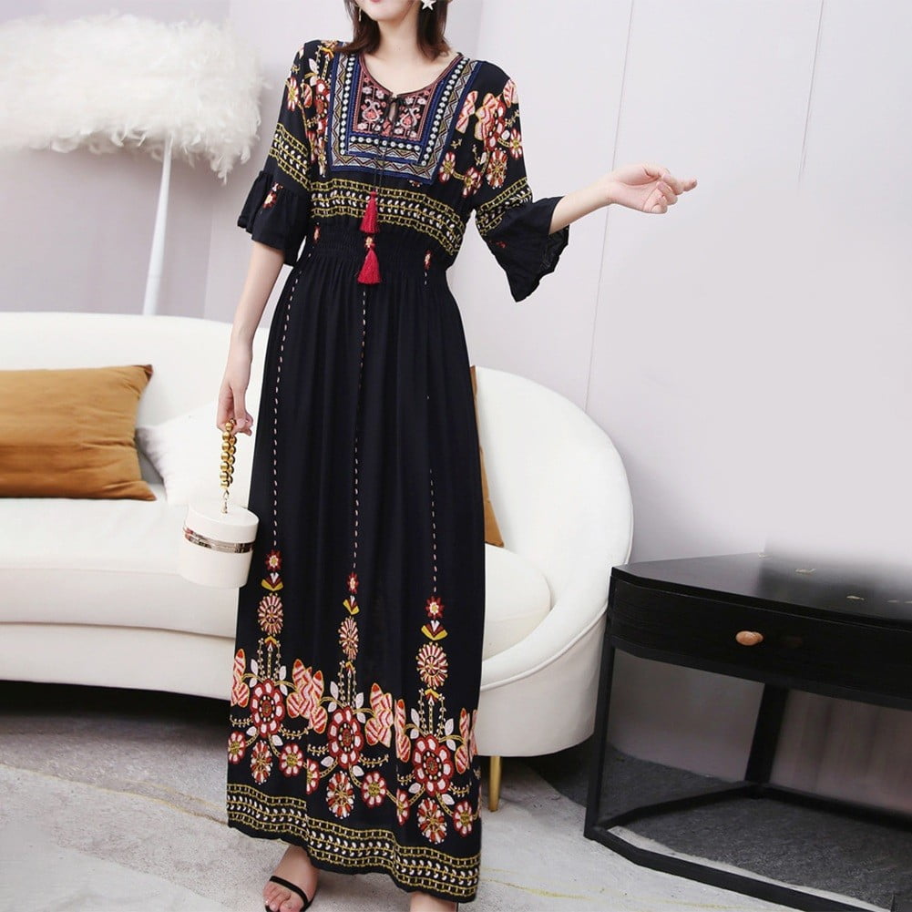 sentaili Summer Bohemian Long Dress Wide Swing Maxi Dress Thailand ...