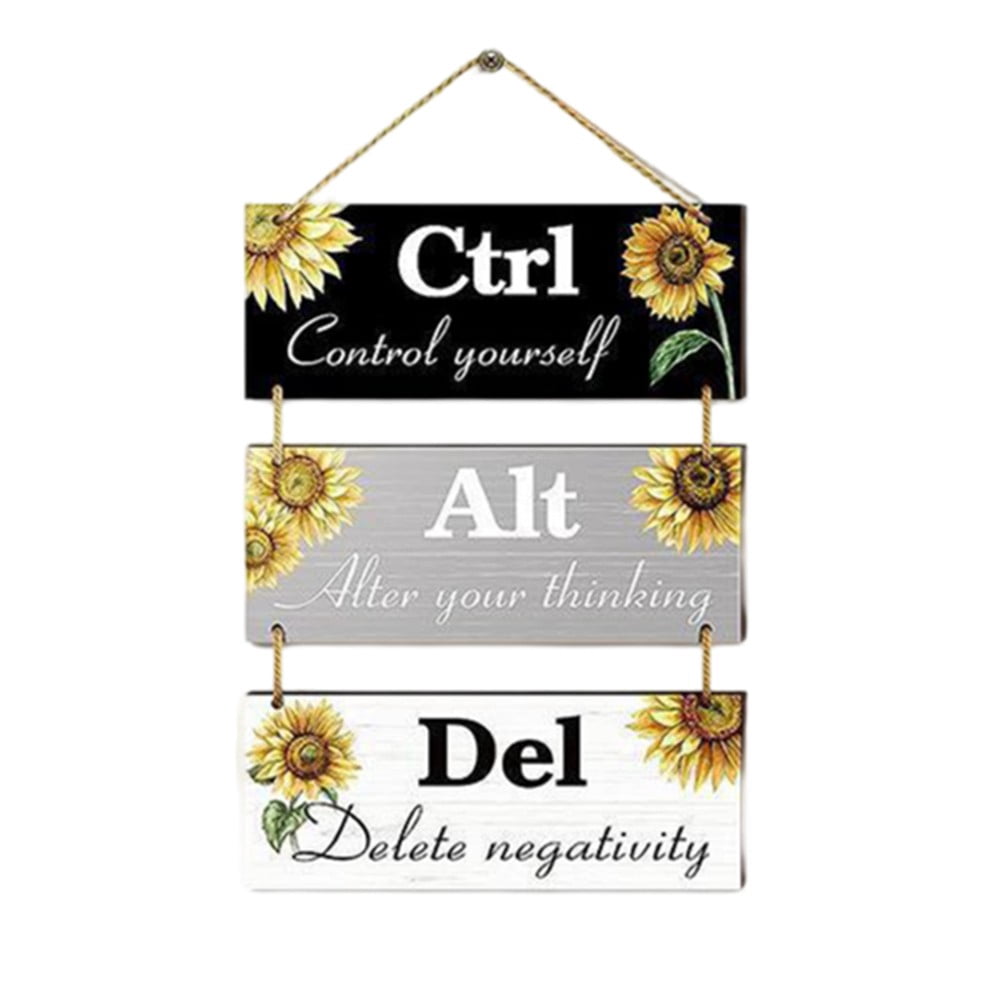 sentaili Sunflower Office Wall Decor Wooden Ctrl Alt Del Decorative ...