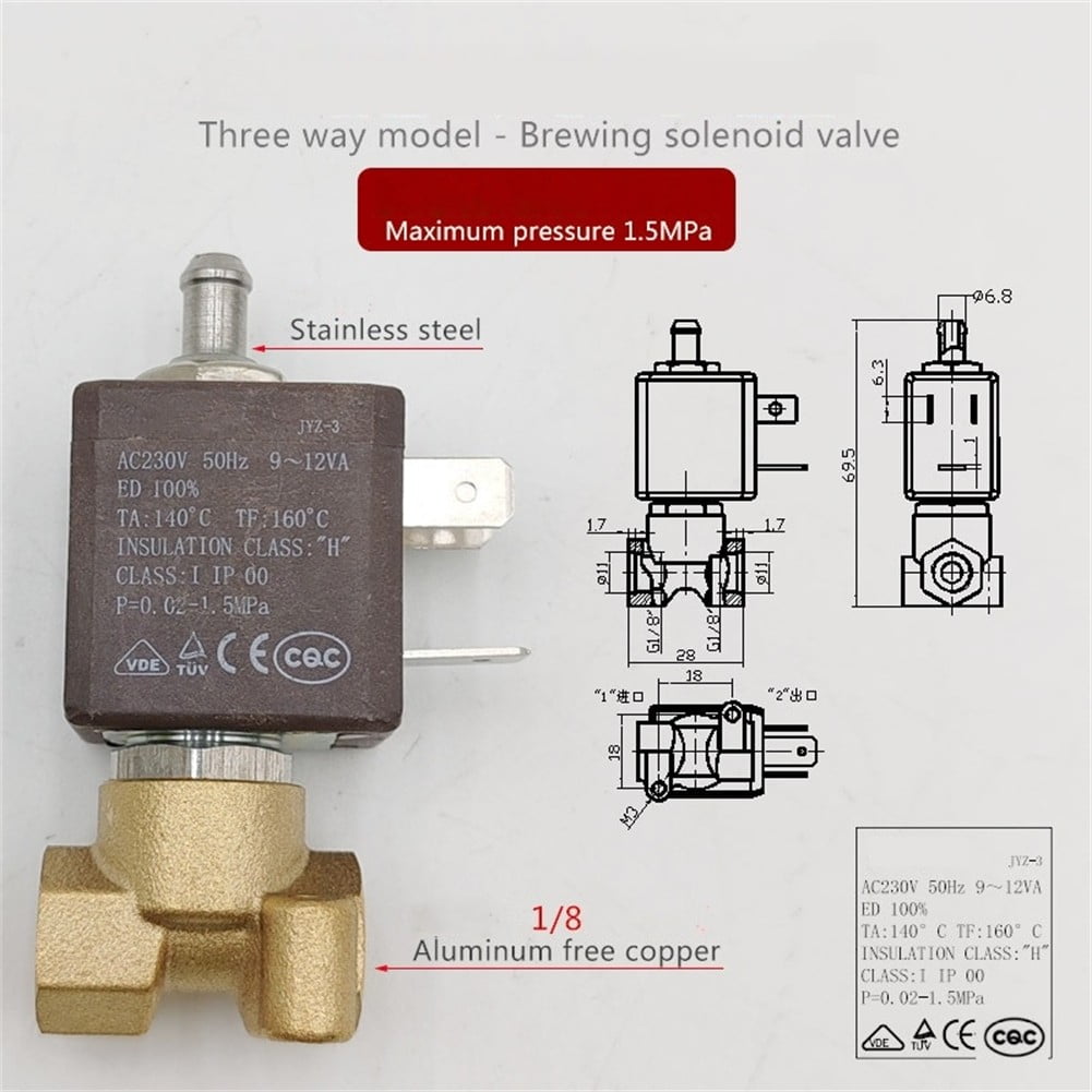 sentaili Two-Way Three-Way 230V 50Hz Solenoid Valve For Coffee Machine ...