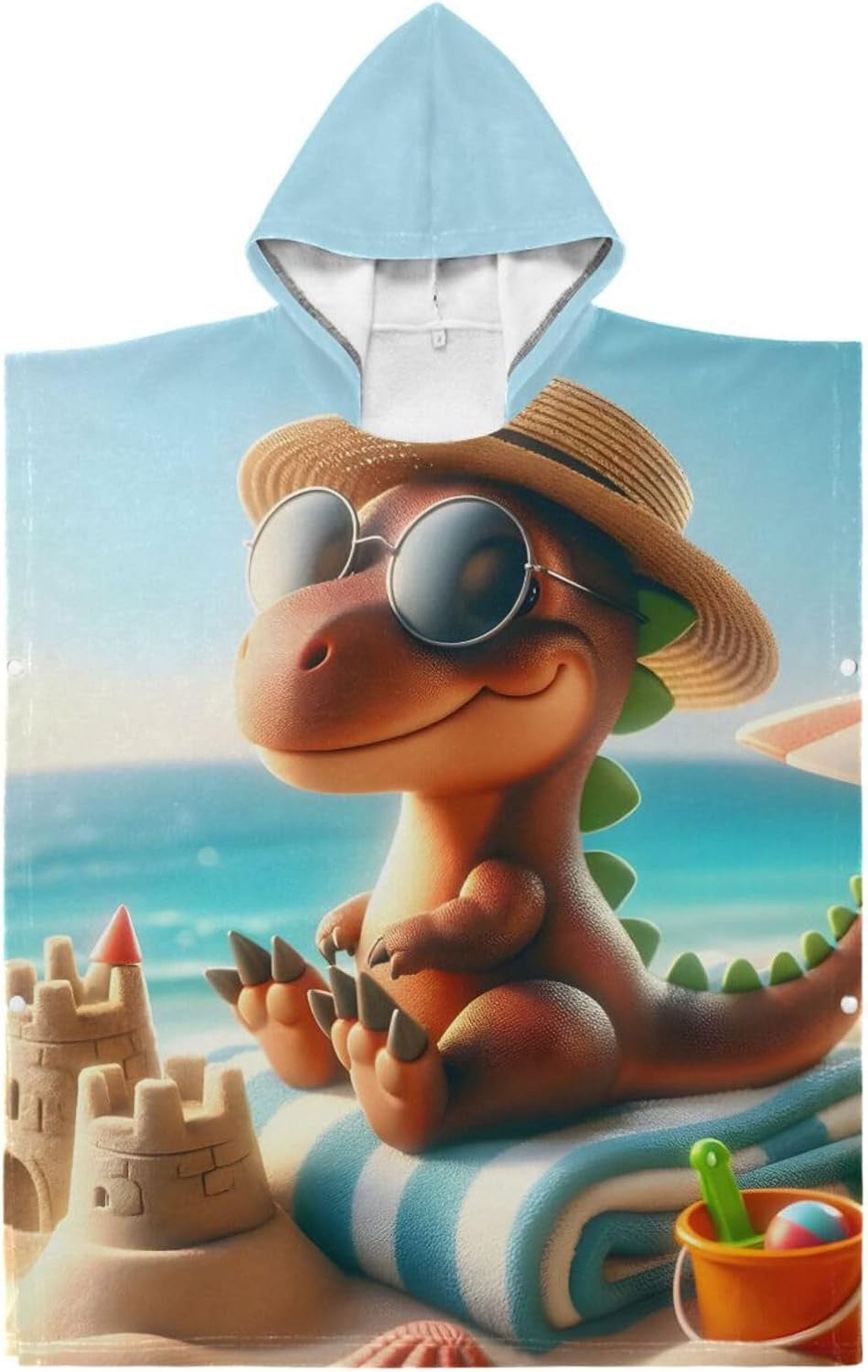 senya Kids Beach Towel Dinosaur Beach Hooded Bath Pool Beach Towel Wrap ...