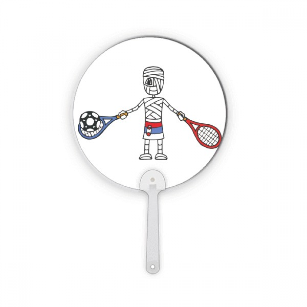 serbian tennis racket soccer cartoon Plastic Round Handheld Fan ...