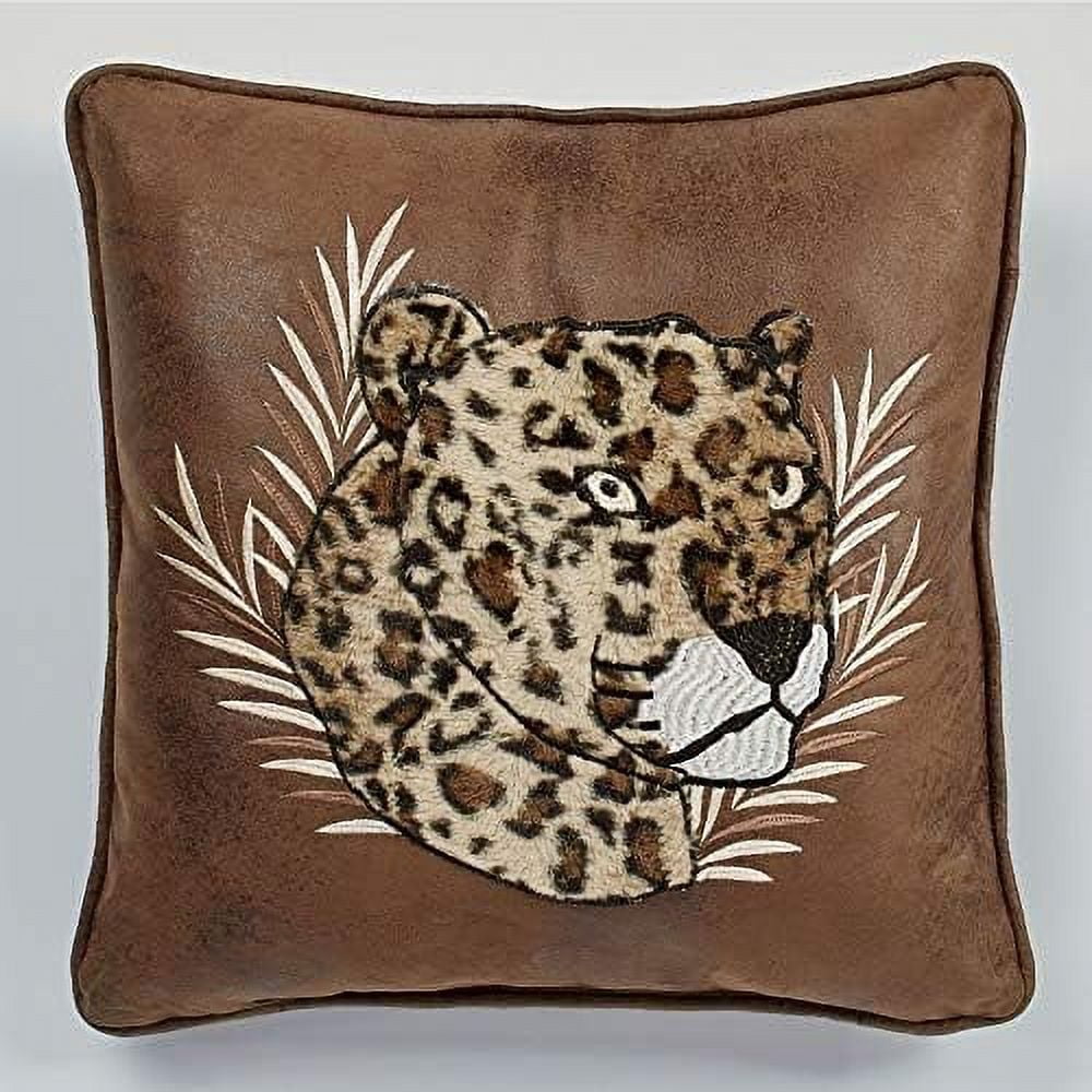 serengeti safari embroidered leopard pillow 18 inches square - Walmart.com