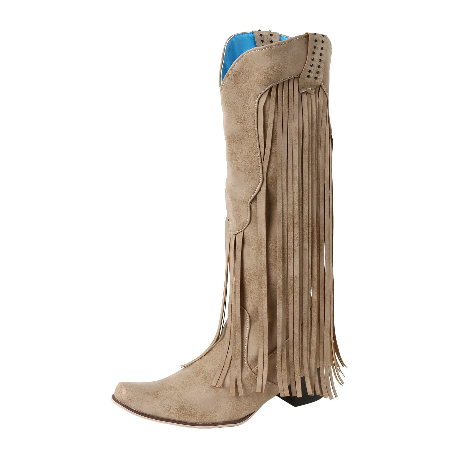 sertiohcv Knee High Heel Boots Womens Shoes Fold Over Boots for Women ...