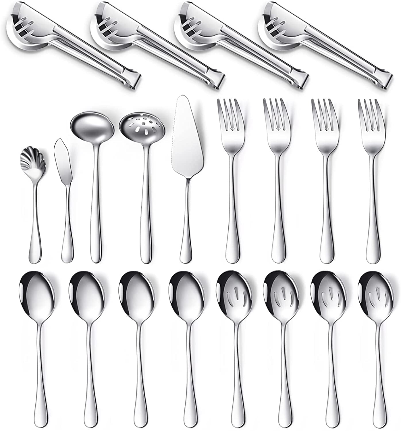 **serving utensils set include large spoons slotted spoons forks tongs ...