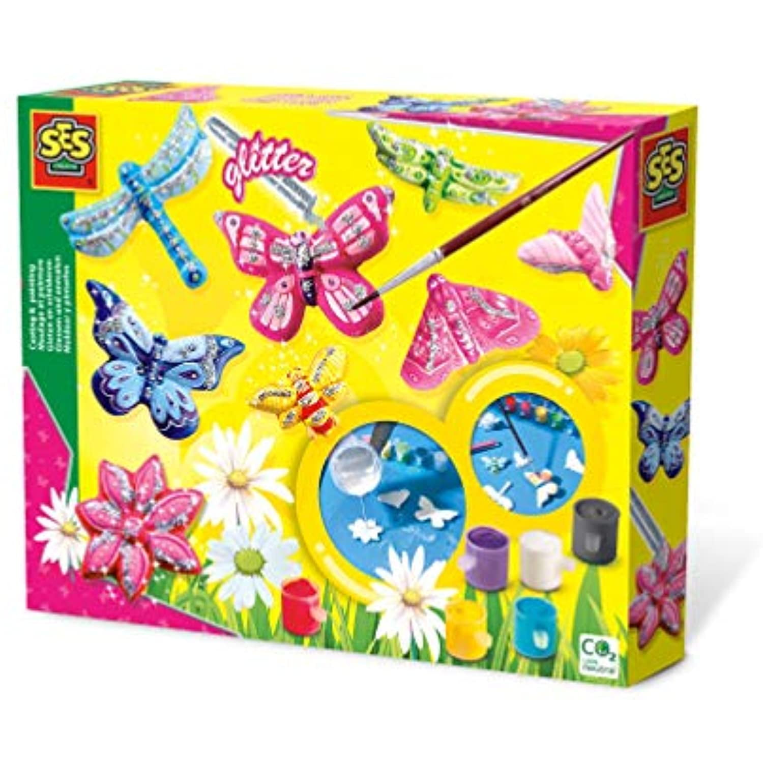 SES Creative Butterfly Glitter Plaster Casting and Painting Kit ...