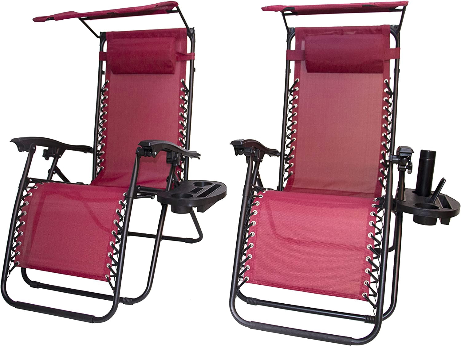 **set of 2, adjustable steel mesh zero gravity lounge chairs case ...