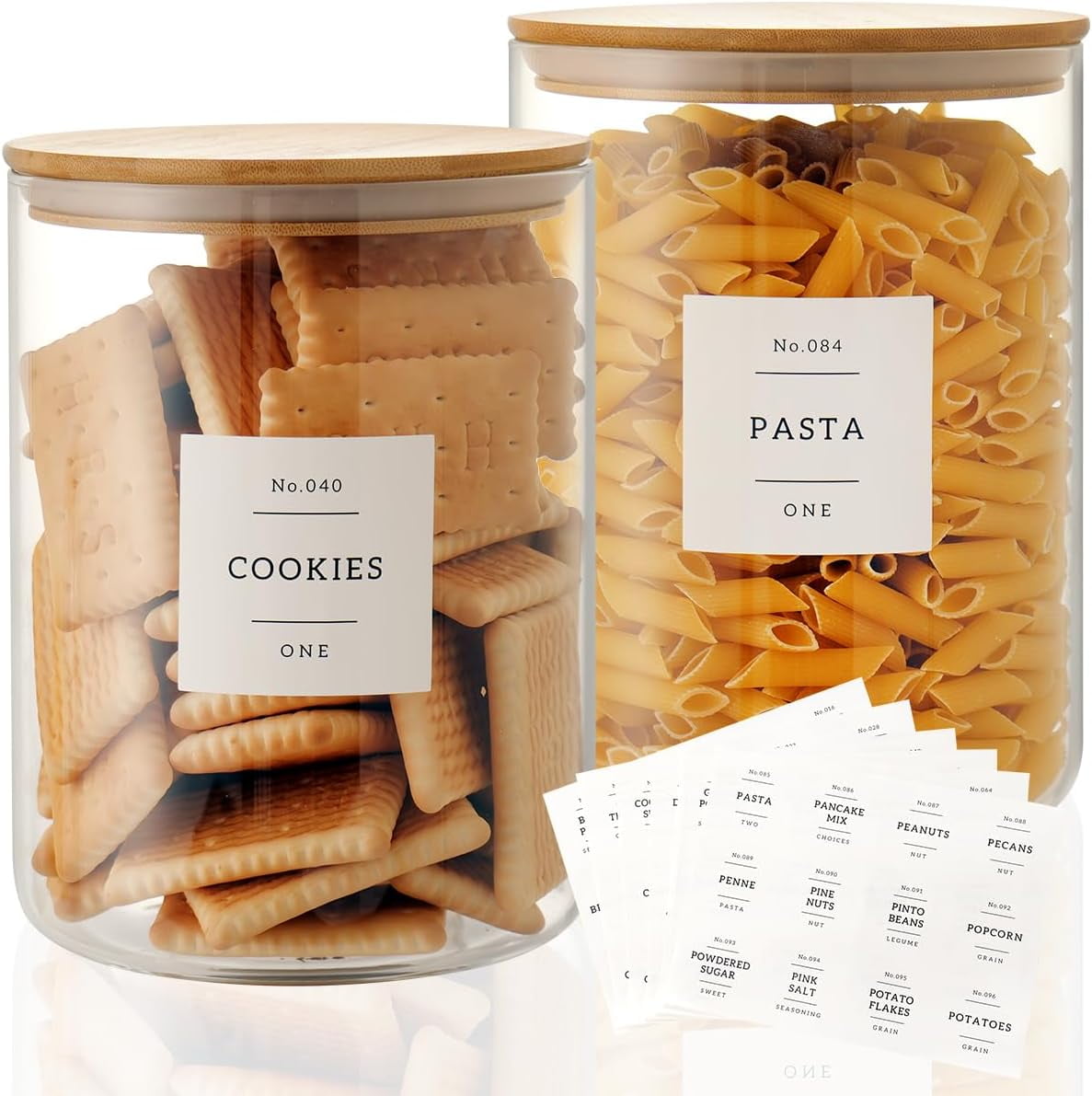 Set of 2 Large Glass Flour and Sugar Containers - 100 Fl oz Thicken ...