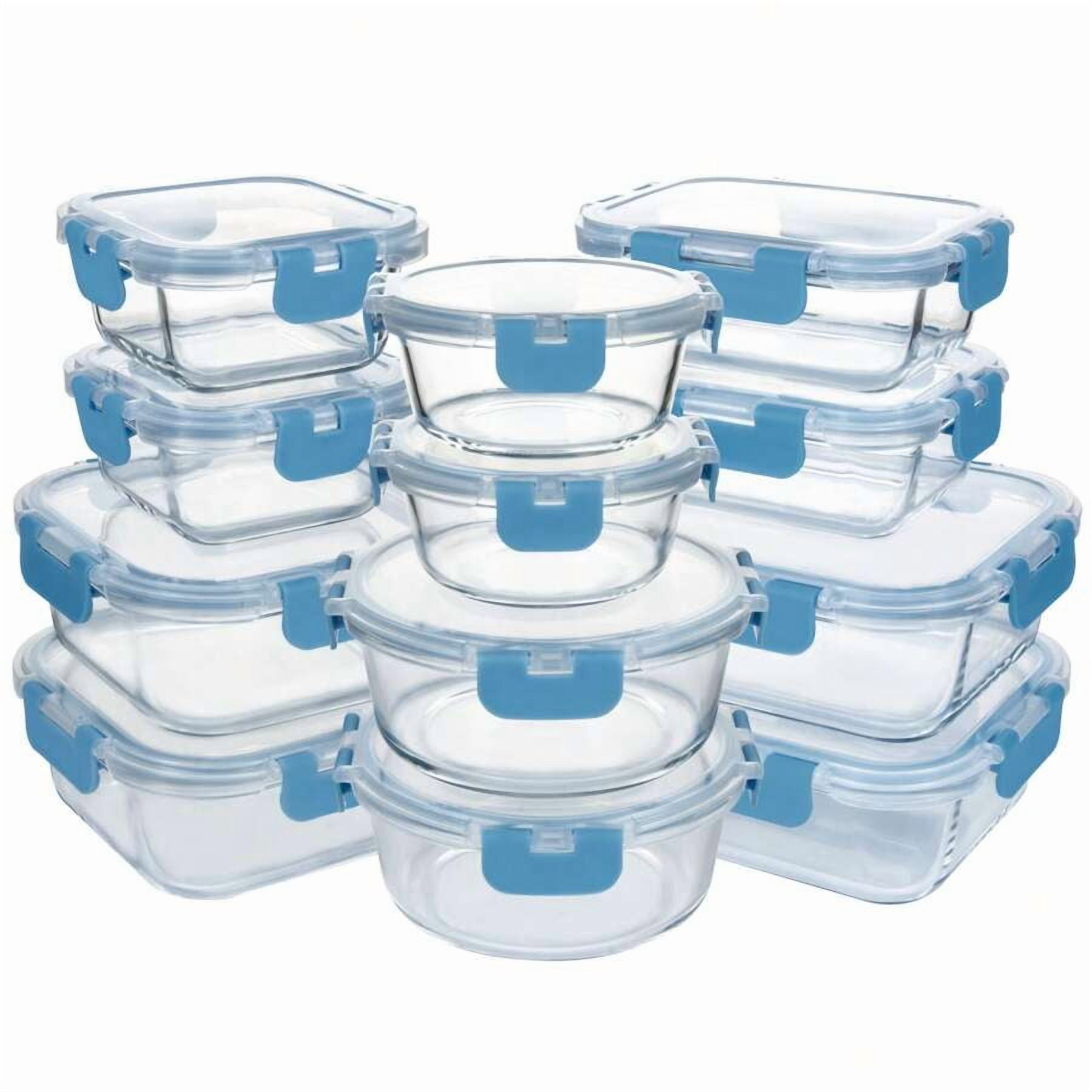 A set of 24 glass food storage containers, with lids, sealed glass ...