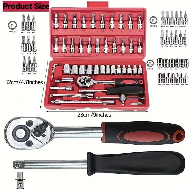 A set of 46 manual toolboxes, socket and wrench kits for car and ...