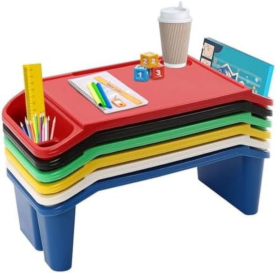 set of 6 kids lap desk tray, portable activity table, plastic ...