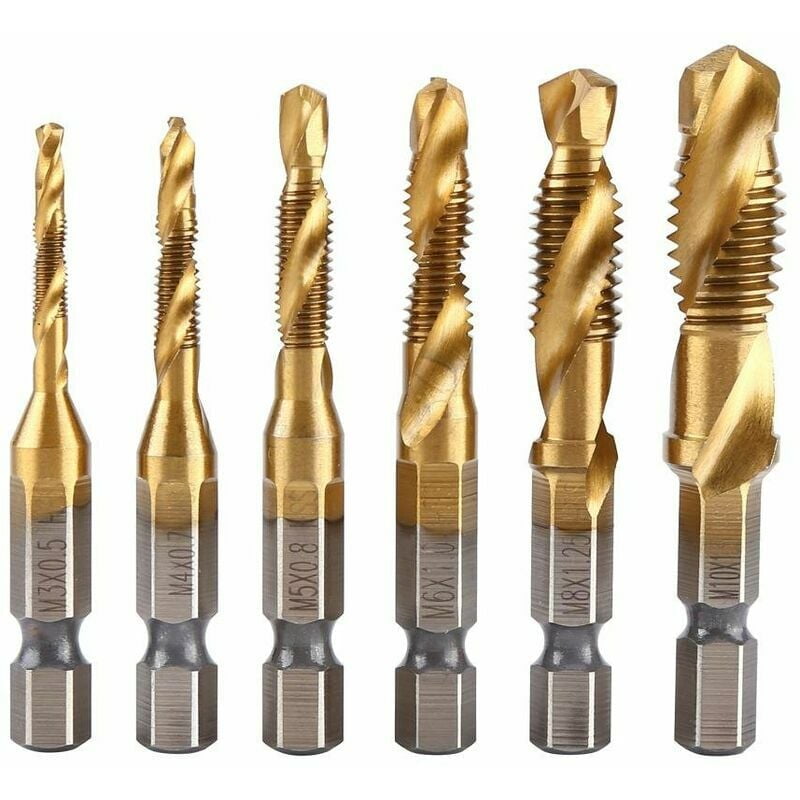A set of 6 thread taps, tap drills, metric M3-M10 threads, with HSS ...