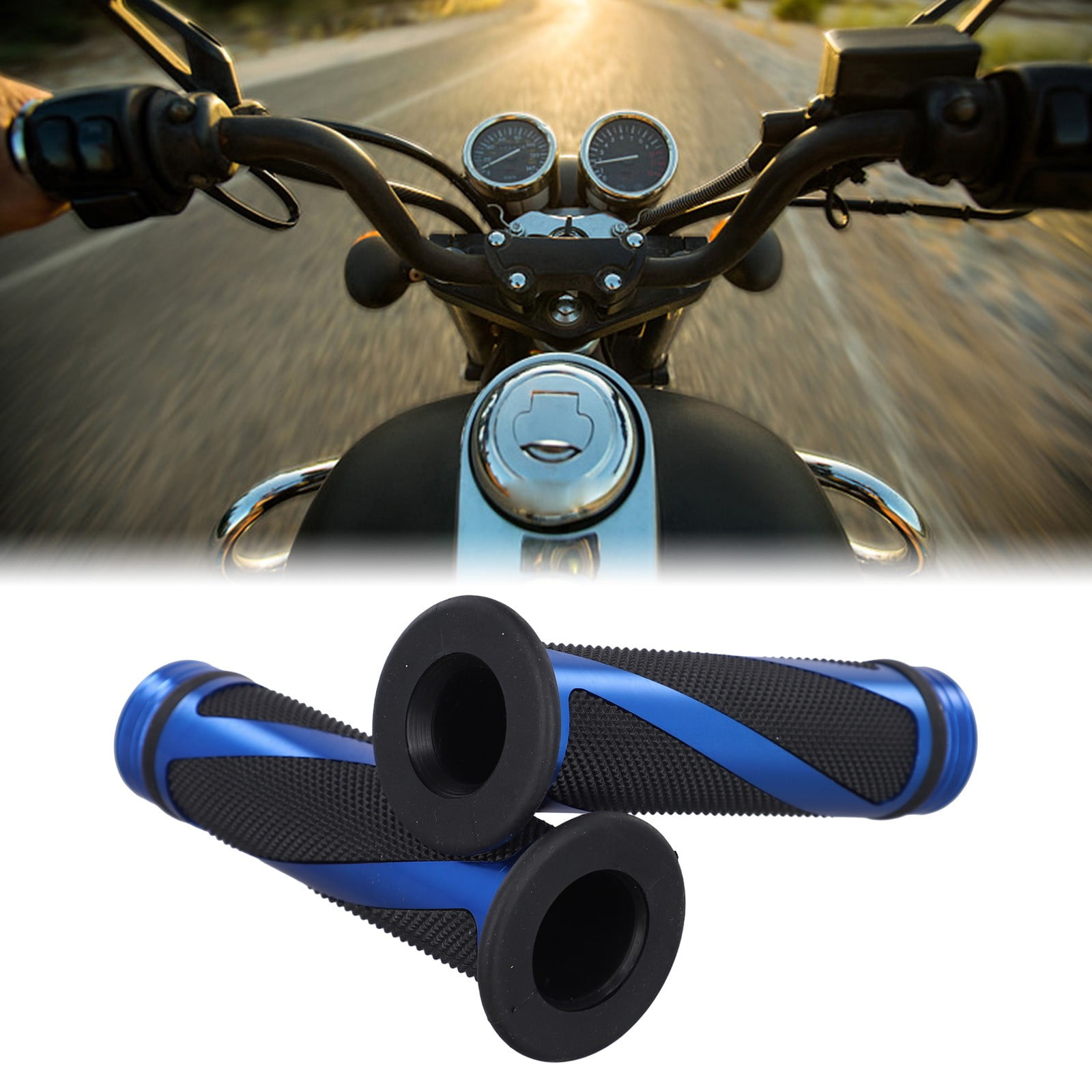 set 7/8" Aluminum Rubber Gel Hand Grips for Motorcycle Sports Bikes ...