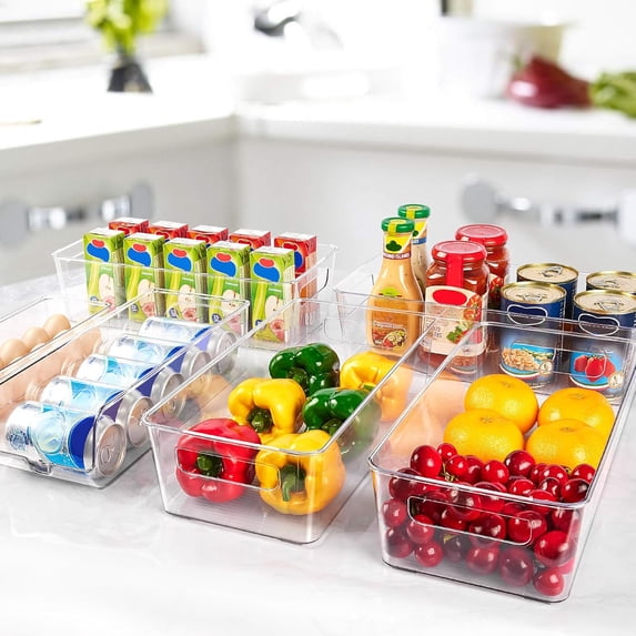 A set of 8 refrigerator storage boxes, including a handle refrigerator ...