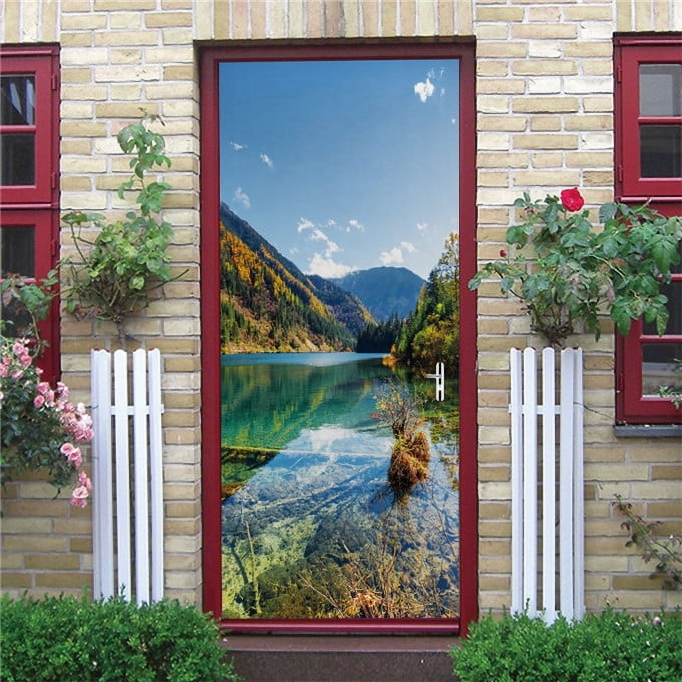 set D Natural Landscape Self-adhesive Door Stickers Waterproof PVC ...