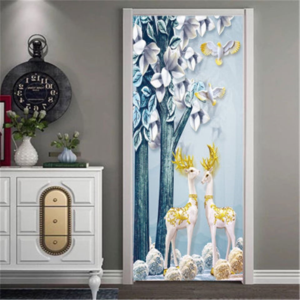 set D View Door Decals Home Design Room ration Flower Sticker on the ...