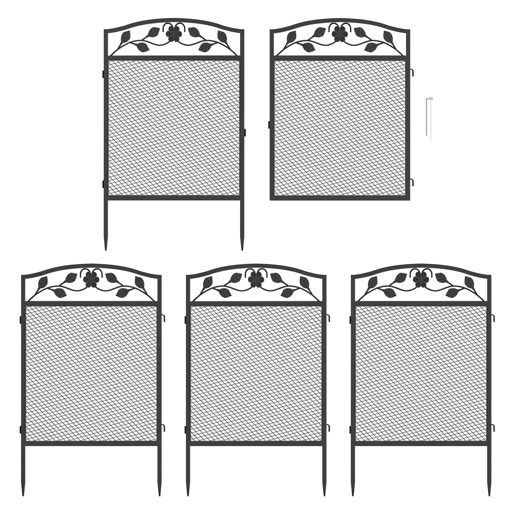 This set includes five heavy-duty metal fence panels. Designed for ...