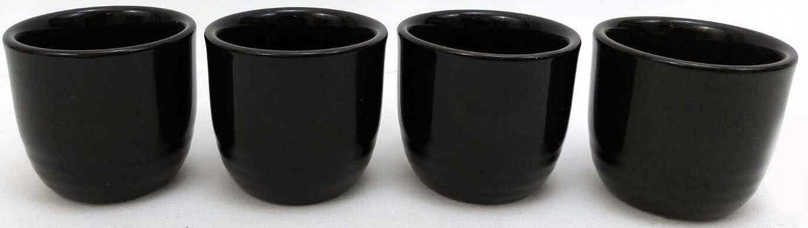 set of 4 japanese porcelain sake cups, small black saki tea cups, 1.5 ...