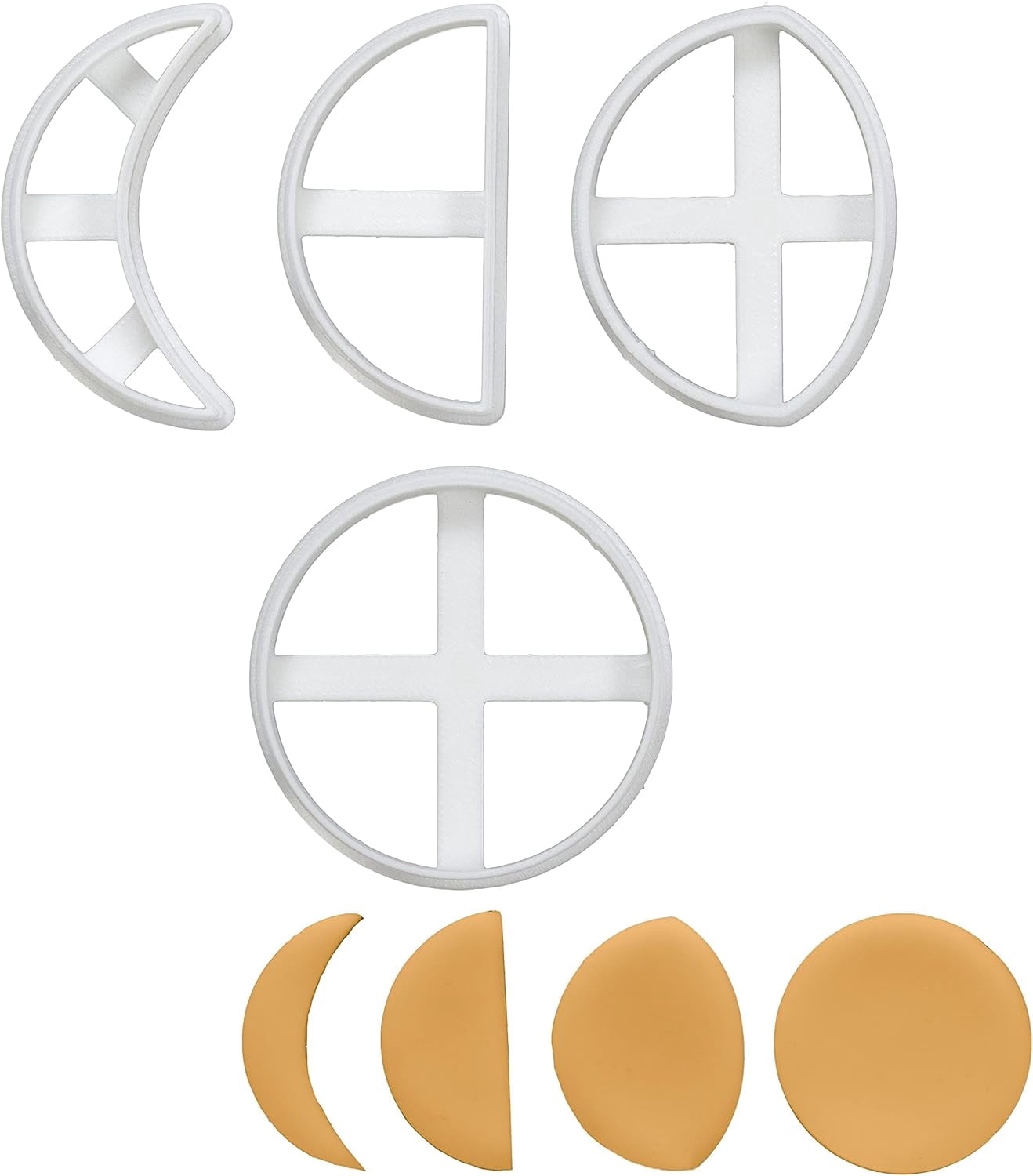 set of 4 moon cycle cookie cutters (designs: crescent moon, quarter ...
