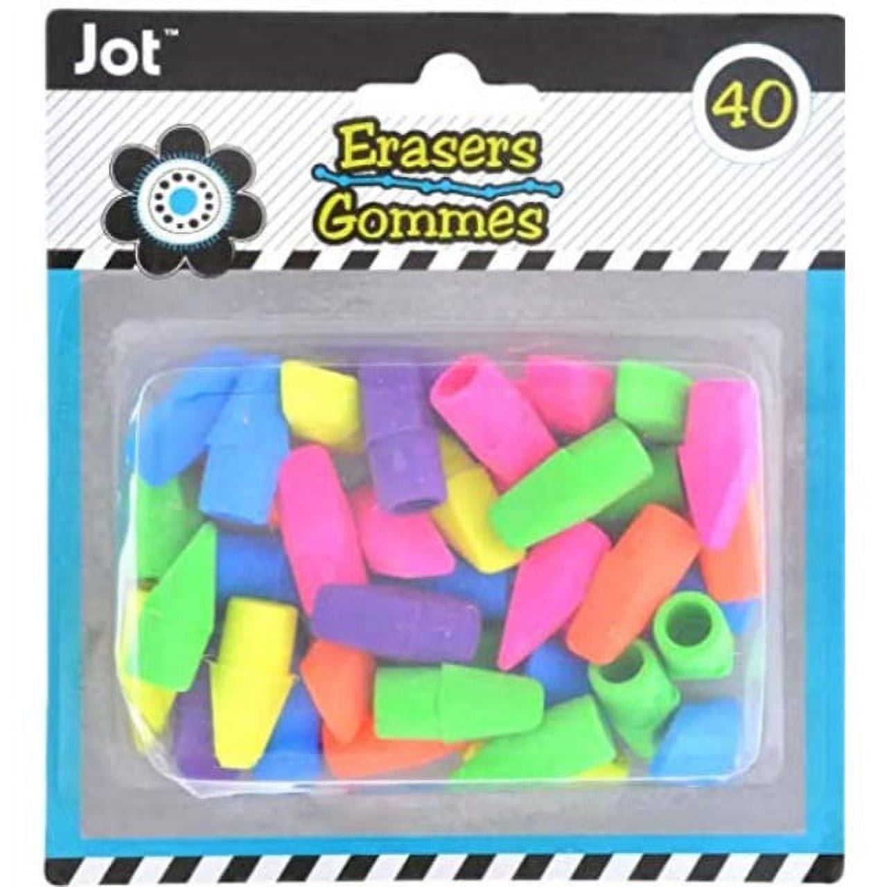 Set of 40 Wedge Pencil Top Erasers (Pink, Orange, Yellow, Green and ...