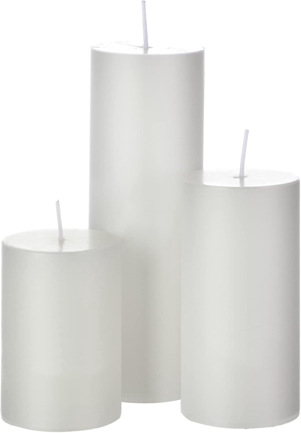 A set of six-column candles and glass cylindrical vase transparent ...