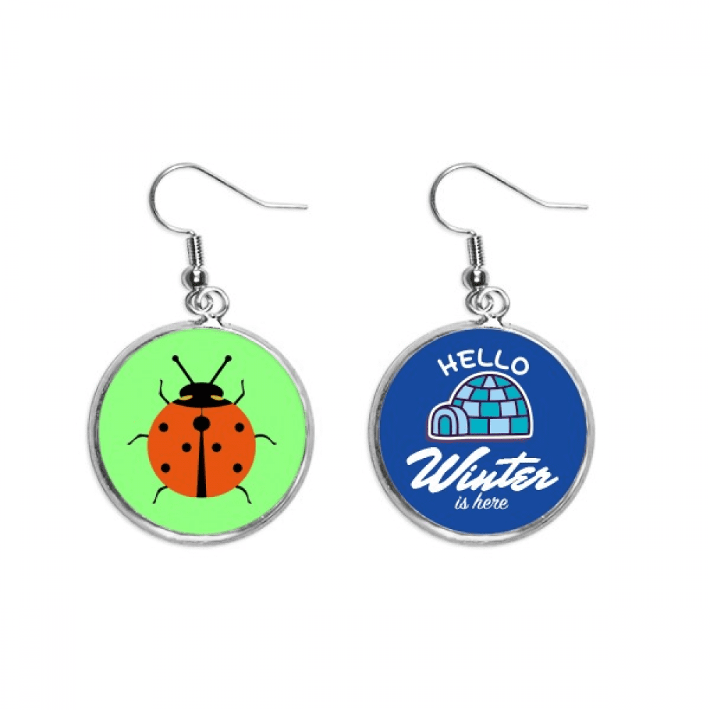 seven star ladybug animated pest insect dangle drop winter ice earring ...