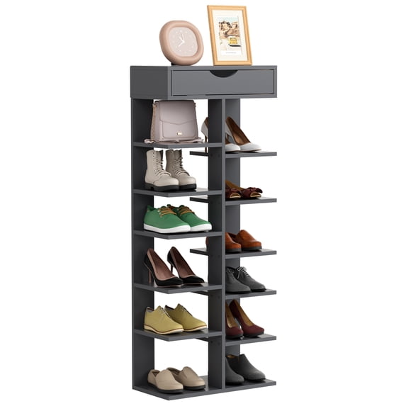 sexaoalx 7-Tier Double Row Shoe Rack, Tall Narrow Shoe Organizer for ...