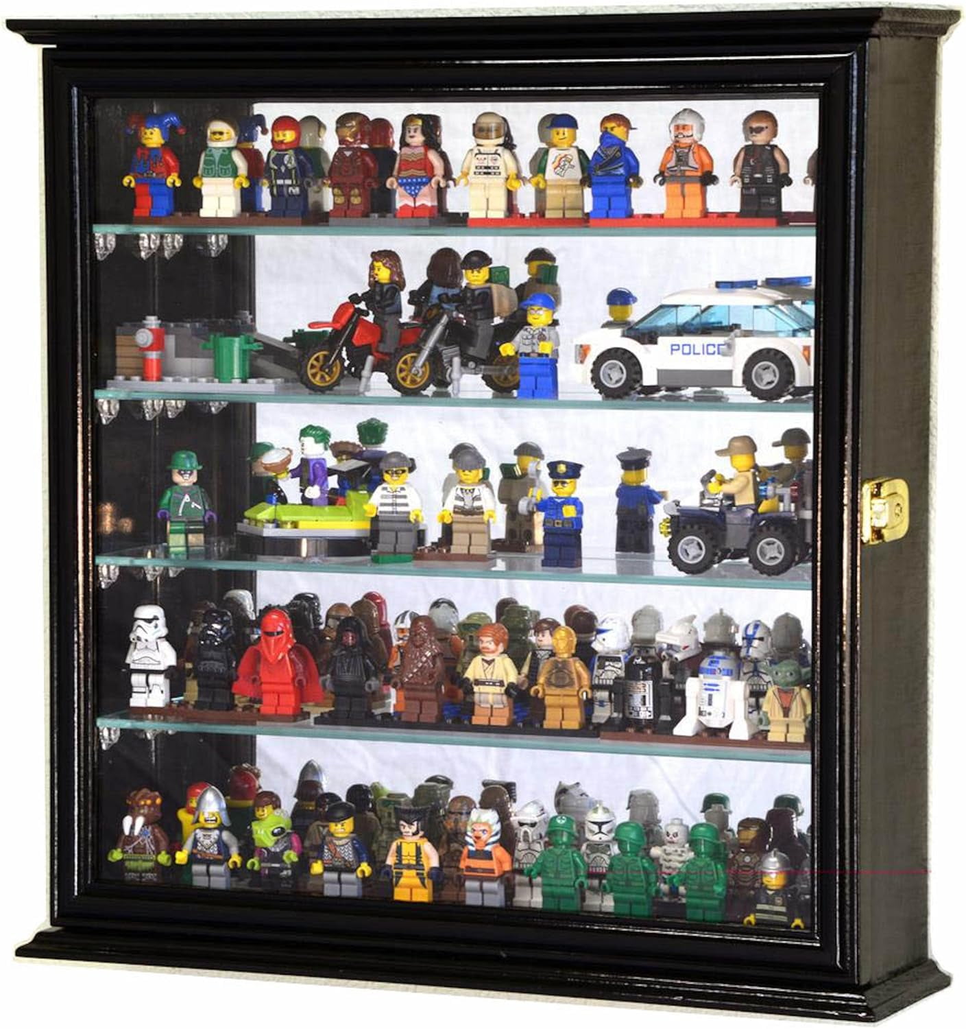 sfDisplay.com,LLC. 4 Adjustable Shelves Mirror Back Minifigures Display ...
