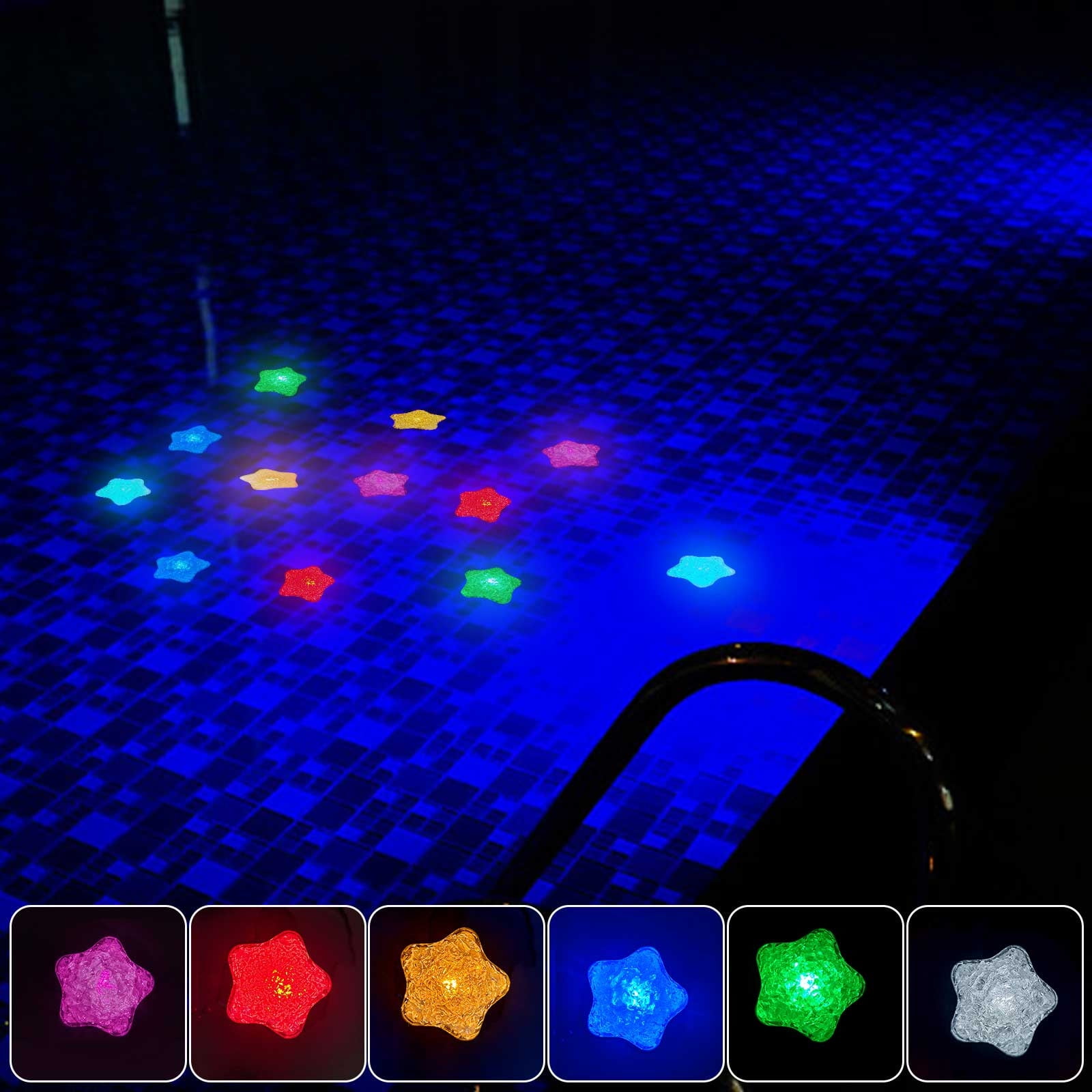 12 Pack Floating Pool Lights Swimming Pool Lights Float with Rgb Color ...