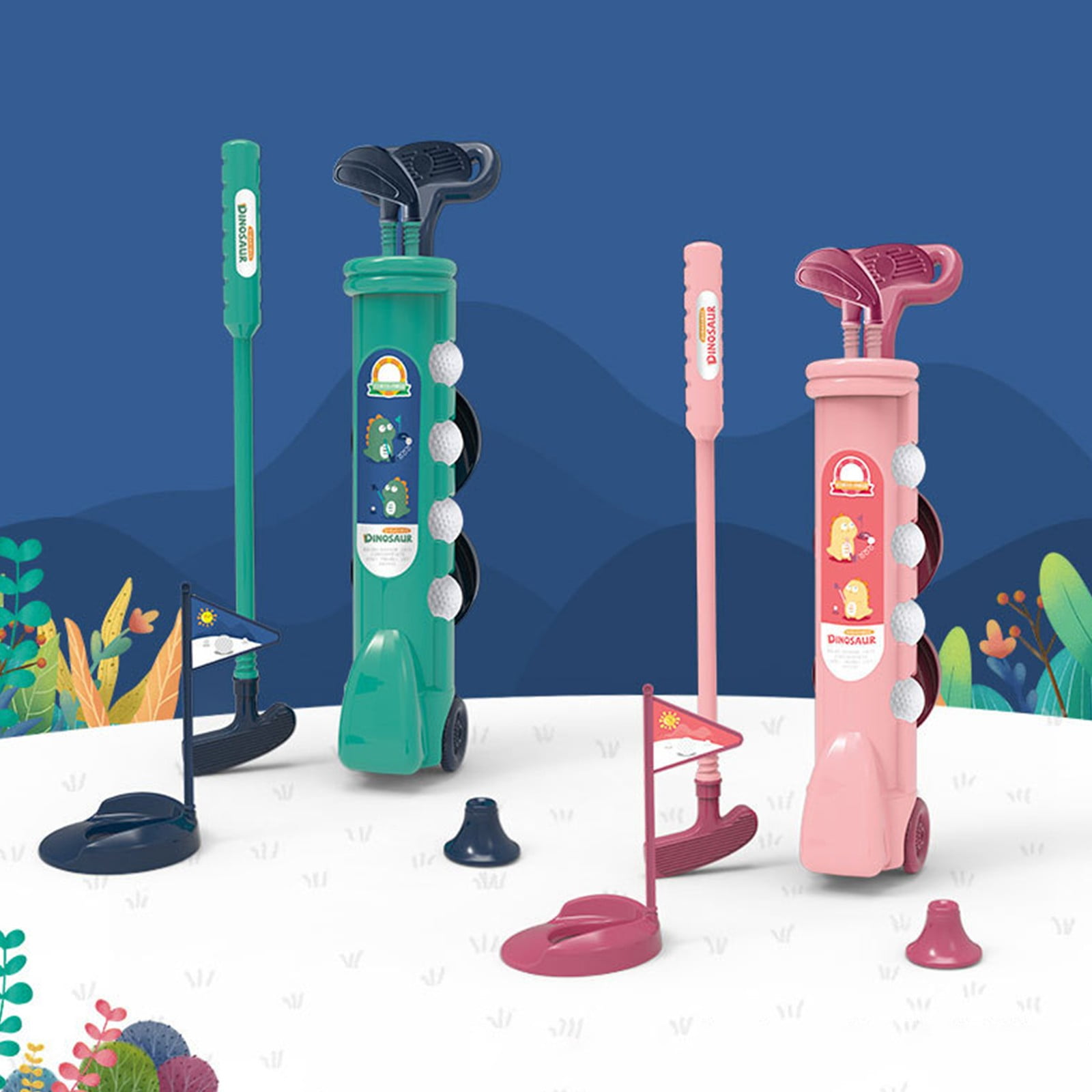 sgeqmoChild's Golf Set Portable Pull Like Suitcase Includes 3 Clubs 4 ...